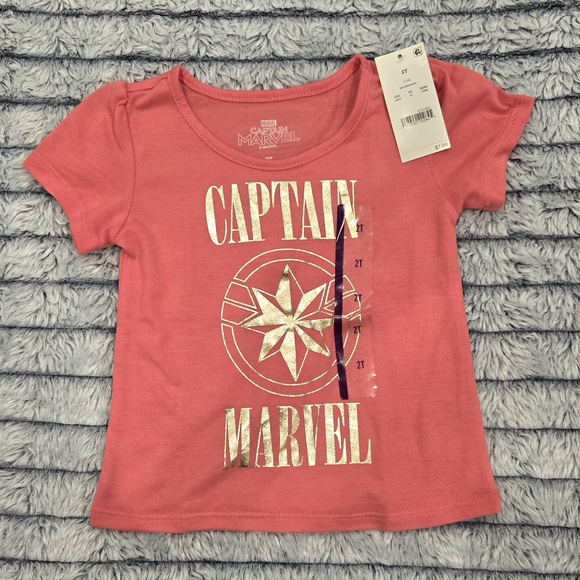 Marvel | Shirts & Tops | Marvel Captain Marvel Pink And Gold Short ...